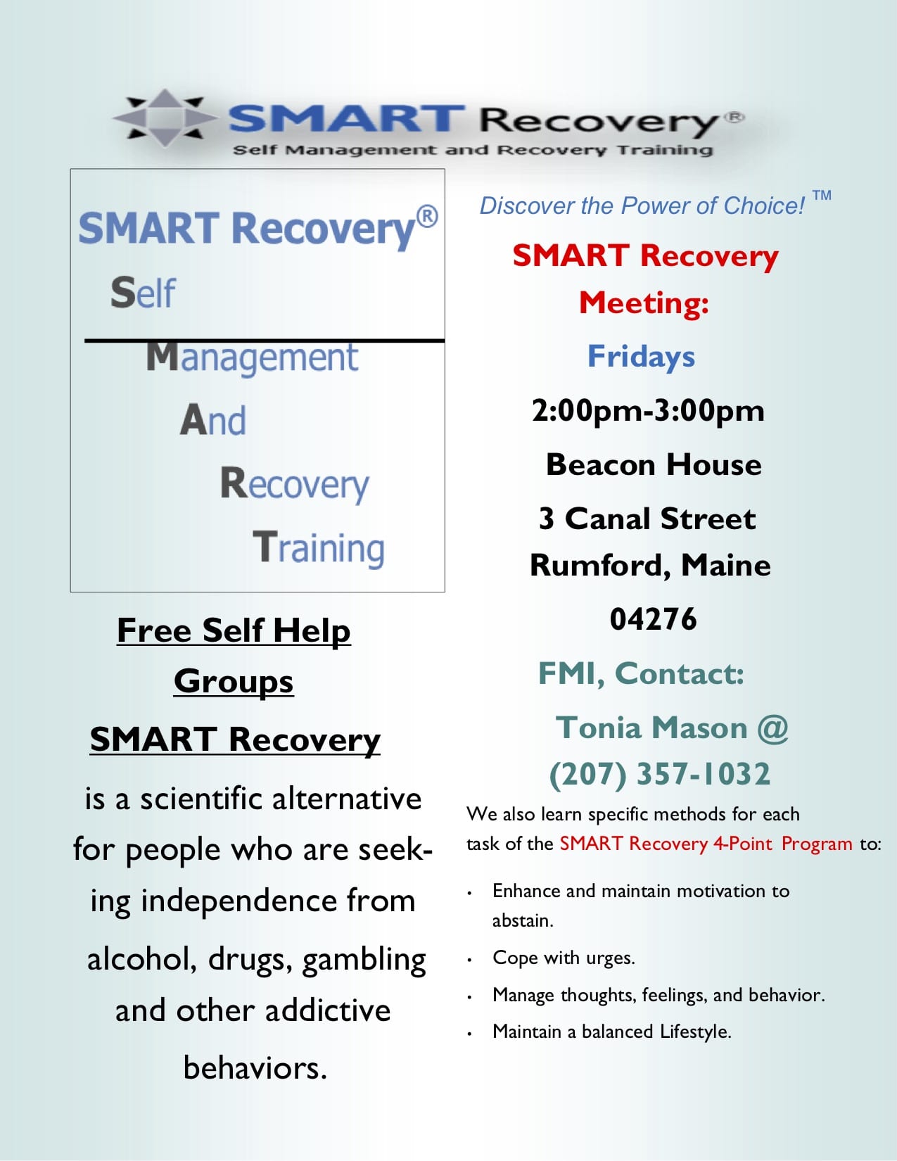 New SMART Recovery Meeting in Rumford! - Western Maine Addiction ...
